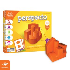 FoxMind Games: Perspecto Spatial Logic and Visualization Game, Smart Building with Perspective, 55 Smart Puzzles to Work Through, 6 Levels of Complexity, Develops STEM Skills, 1+ Players, For Ages 8+