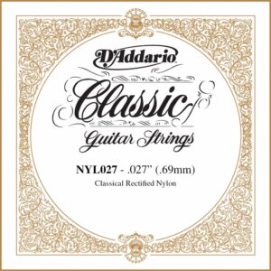 d'addario nyl027 rectified nylon classical guitar single string,.027