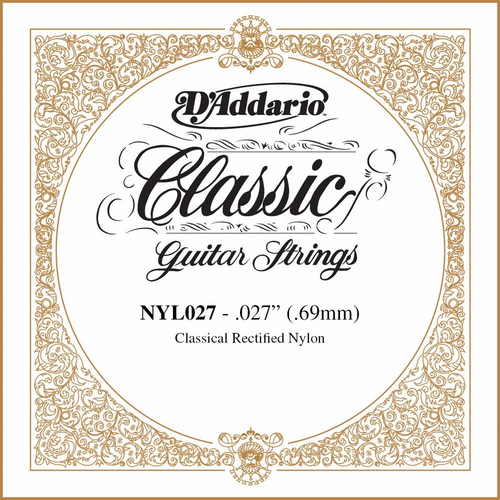 D'Addario NYL027 Rectified Nylon Classical Guitar Single String,.027