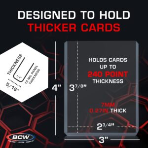 BCW Thick Card Topload Holder | Holds Relic, Patch, and Jersey Cards | Protective Card Sleeves for Collectibles and Trading Cards | Protective Rigid Plastic Display Card Holder (240 pt. / 7 MM)