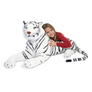 Melissa & Doug Giant Siberian White Tiger - Lifelike Stuffed Animal (over 5 feet long) - Extra Large, Plush Lifesize Tiger For Ages 3+