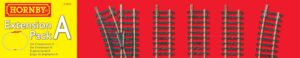 hornby hobby train tracks - r8221 extension pack a track pieces - small scale model accessories for train, electric railroad supplies with ho/oo gauge compatibility, straight/curved tracks