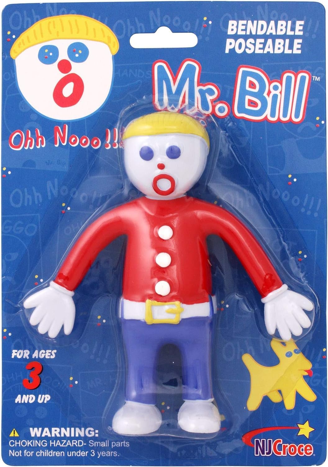 NJ Croce Mr. Bill Bendable Action Figure, Multicolor Poseable Flexible Toy for Kids Gift Durable Collectible Action Figure for Kids and Collectors Ages 3+ Mr. Bill Character Toy