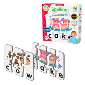 the learning journey: match it! - spelling - 20 piece self-correcting spelling puzzle for three and four letter words with matching images - learning toys for 4 year olds - award winning toys