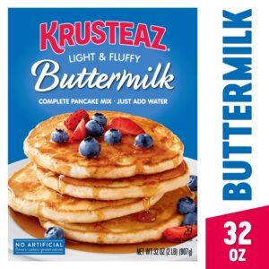 Krusteaz Light & Fluffy Buttermilk Complete Pancake and Waffle Mix, Just Add Water, 32-ounce Box