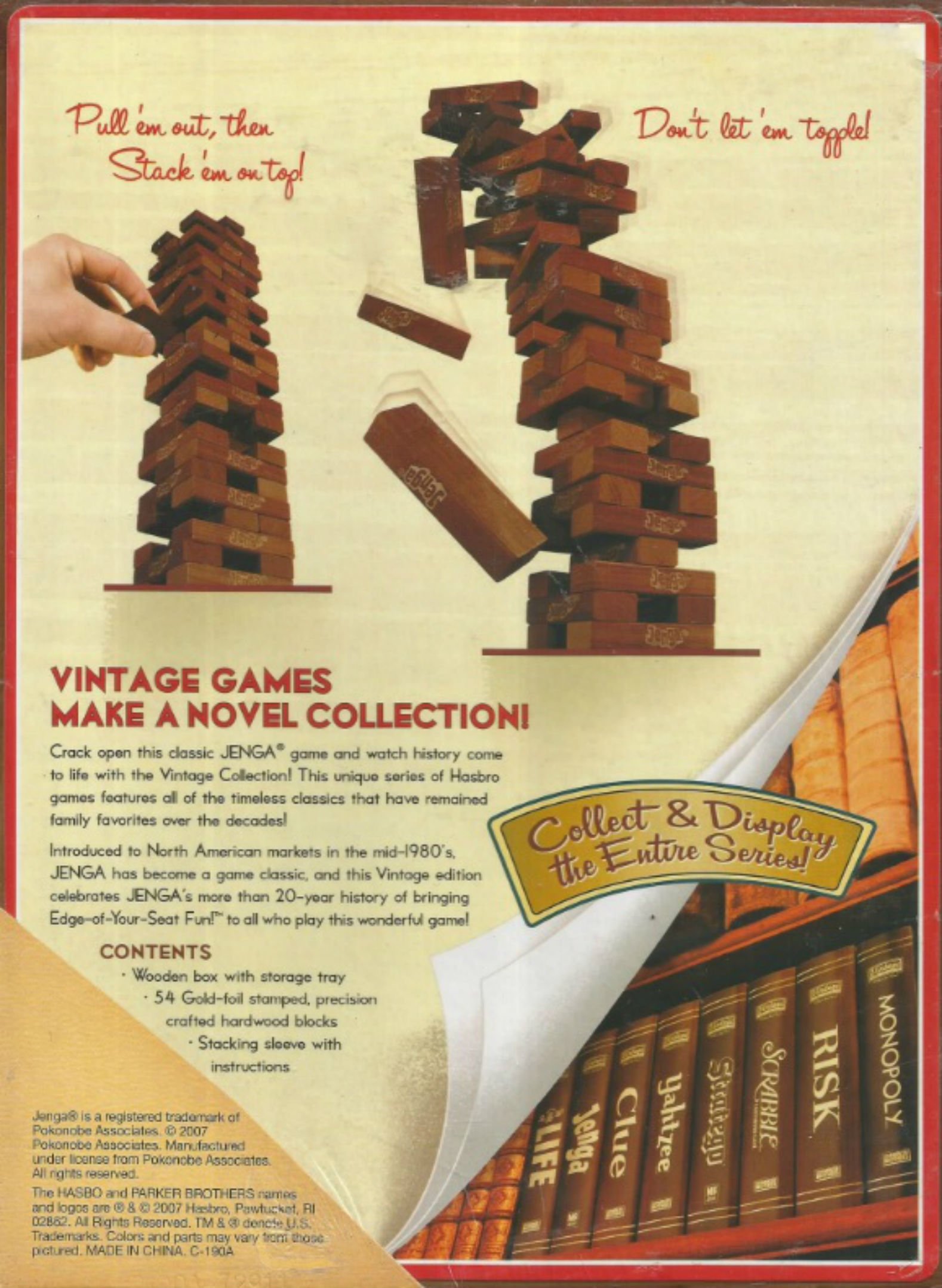 Hasbro Jenga Vintage Wood Book Edition