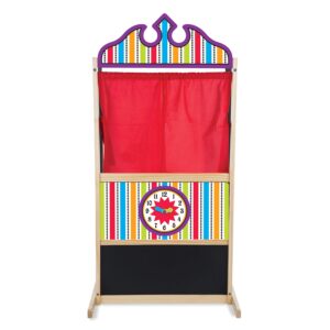 melissa & doug deluxe puppet theater - sturdy wooden construction - puppet show theater for kids