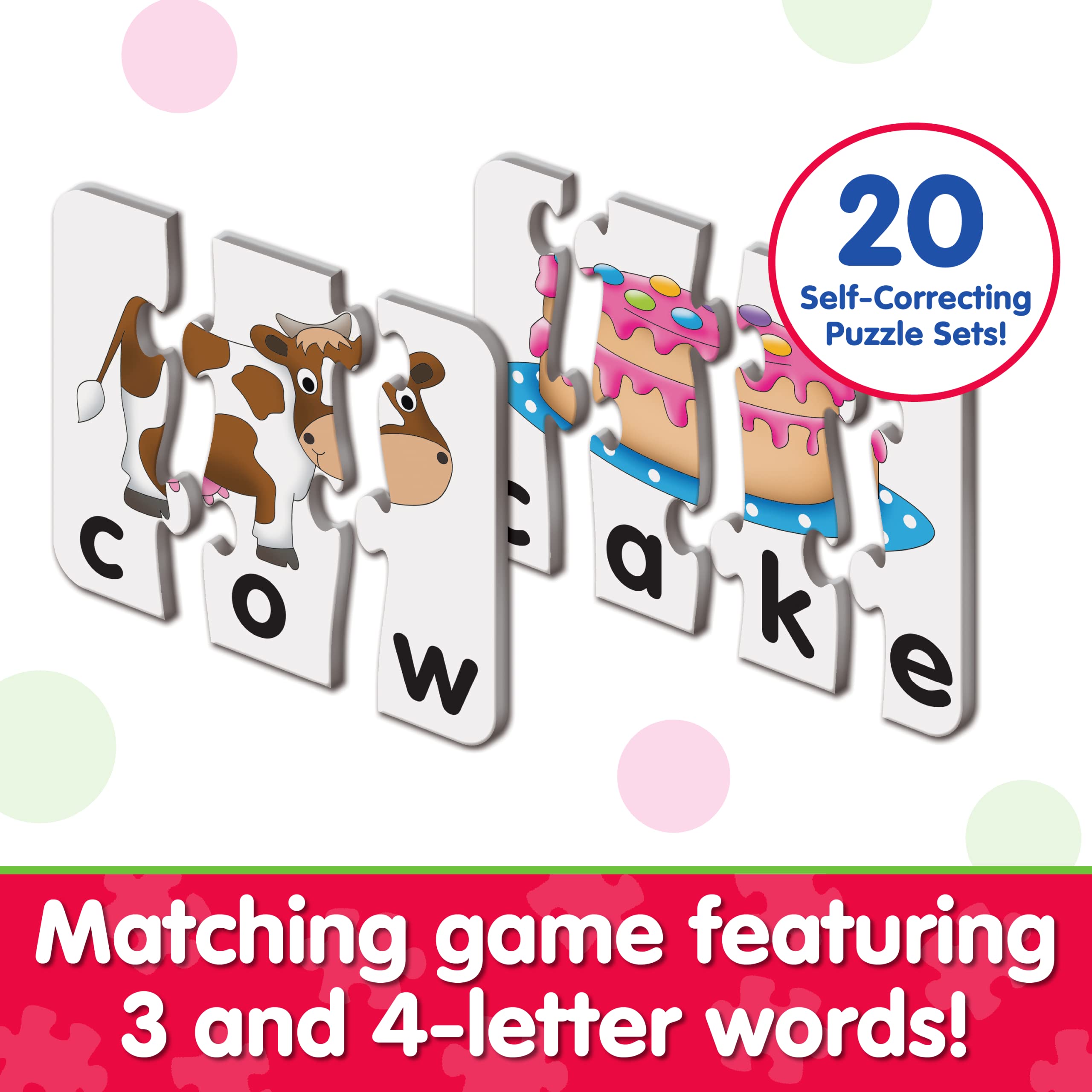 The Learning Journey: Match It! - Spelling - 20 Piece Self-Correcting Spelling Puzzle for Three and Four Letter Words with Matching Images - Learning Toys for 4 Year Olds - Award Winning Toys