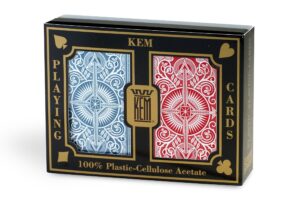 kem arrow red and blue bridge size jumbo index playing cards height: 3.63" , width: 2.38", depth: 0.69