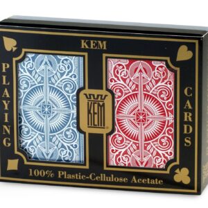 KEM Arrow Red and Blue Bridge Size Jumbo Index Playing Cards Height: 3.63" , Width: 2.38", Depth: 0.69