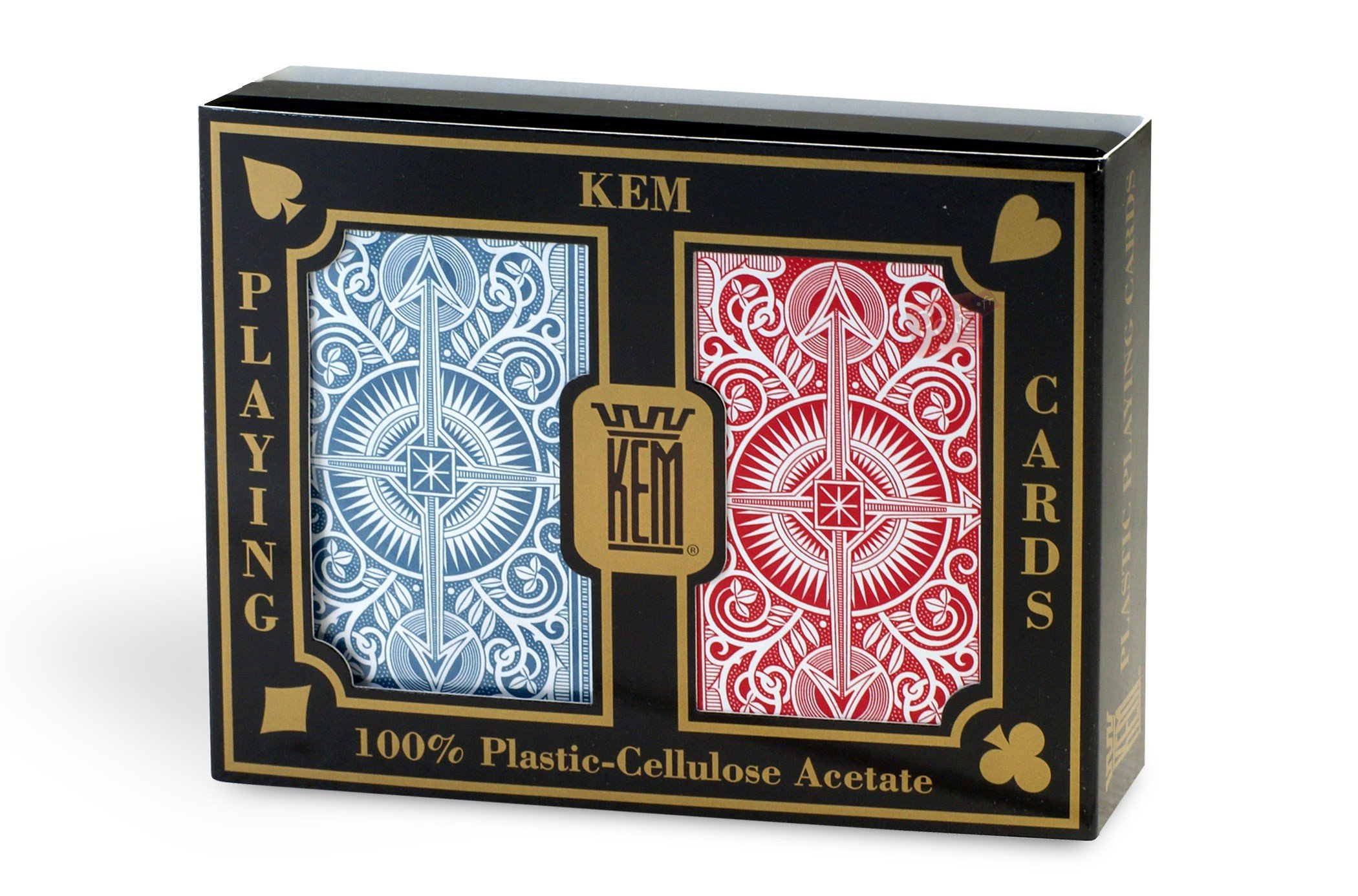 KEM Arrow Red and Blue Bridge Size Jumbo Index Playing Cards Height: 3.63" , Width: 2.38", Depth: 0.69