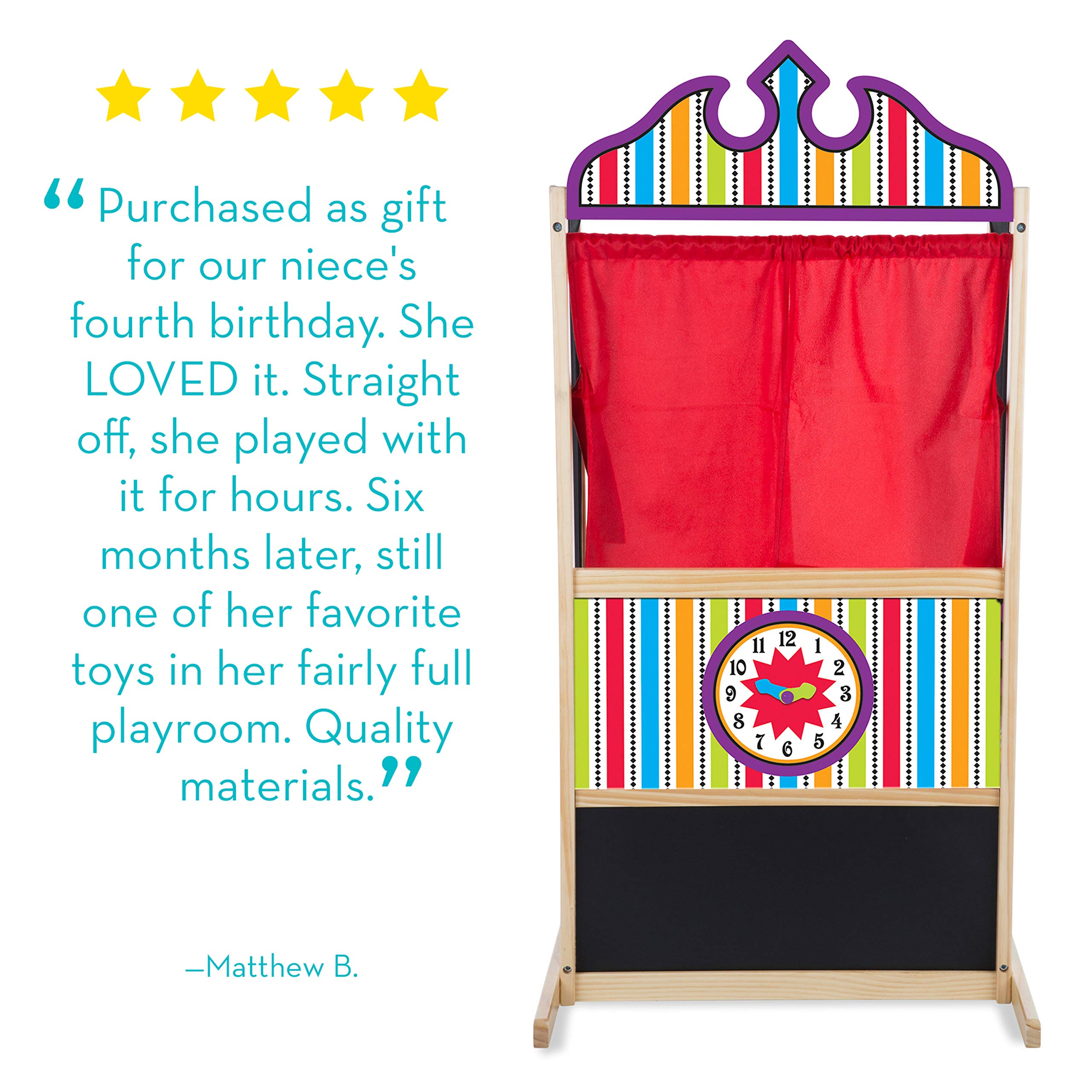 Melissa & Doug Deluxe Puppet Theater - Sturdy Wooden Construction - Puppet Show Theater For Kids