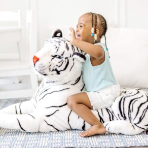 Melissa & Doug Giant Siberian White Tiger - Lifelike Stuffed Animal (over 5 feet long) - Extra Large, Plush Lifesize Tiger For Ages 3+