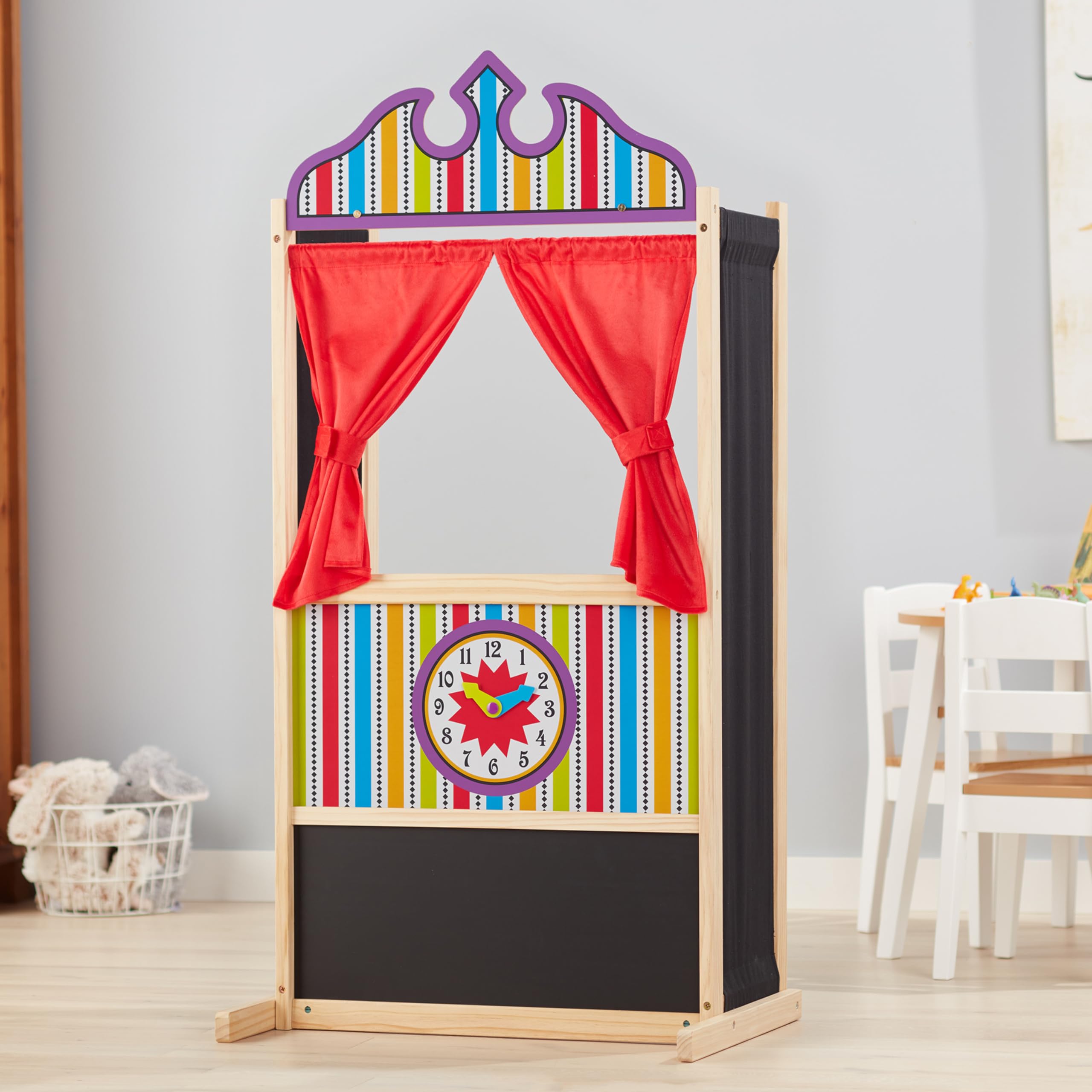 Melissa & Doug Deluxe Puppet Theater - Sturdy Wooden Construction - Puppet Show Theater For Kids