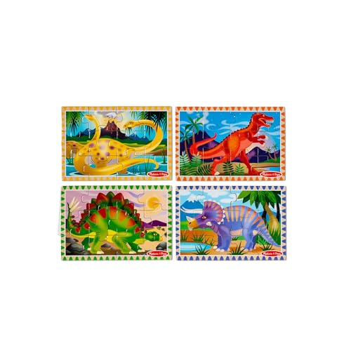 Melissa & Doug Dinosaurs 4-in-1 Wooden Jigsaw Puzzles in a Storage Box (48 pcs) - FSC Certified