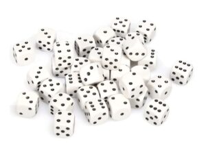 chessex opaque 12mm d6 white w/black dice block 36 dice