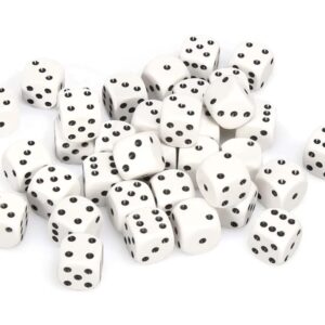 Chessex Opaque 12mm d6 White w/Black Dice Block 36 Dice