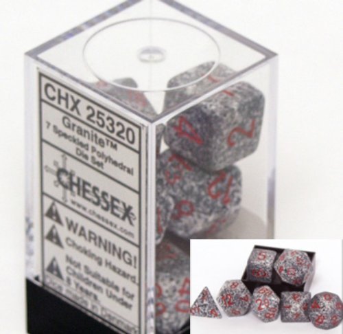 Polyhedral 7-Die Speckled Dice Set - Granite