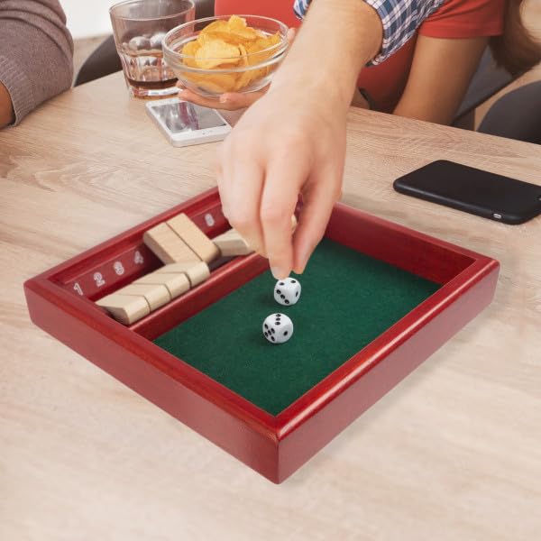 Shut The Box Game Wooden Set – Easy to Learn Math and Strategy Game for All Ages – Family Games for Home, Travel, and Camping by Trademark Games