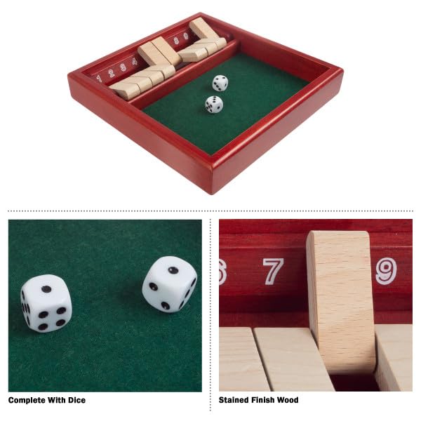 Shut The Box Game Wooden Set – Easy to Learn Math and Strategy Game for All Ages – Family Games for Home, Travel, and Camping by Trademark Games