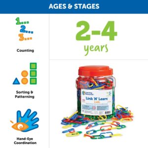 Learning Resources Link 'N' Learn Links - 500 Pieces, Ages 3+, Preschool Learning Supplies, Toddler Learning Toys, Back to School Supplies,Teacher Supplies