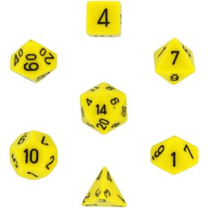 Polyhedral 7-Die Opaque Dice Set - Yellow with Black