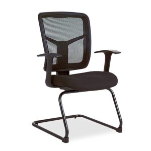 lorell ergomesh series mesh side arm guest chair, black