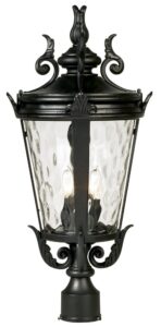 john timberland marseille vintage outdoor post light fixture textured black scroll 25" clear hammered glass for exterior house porch patio outside deck garage garden driveway home lawn walkway