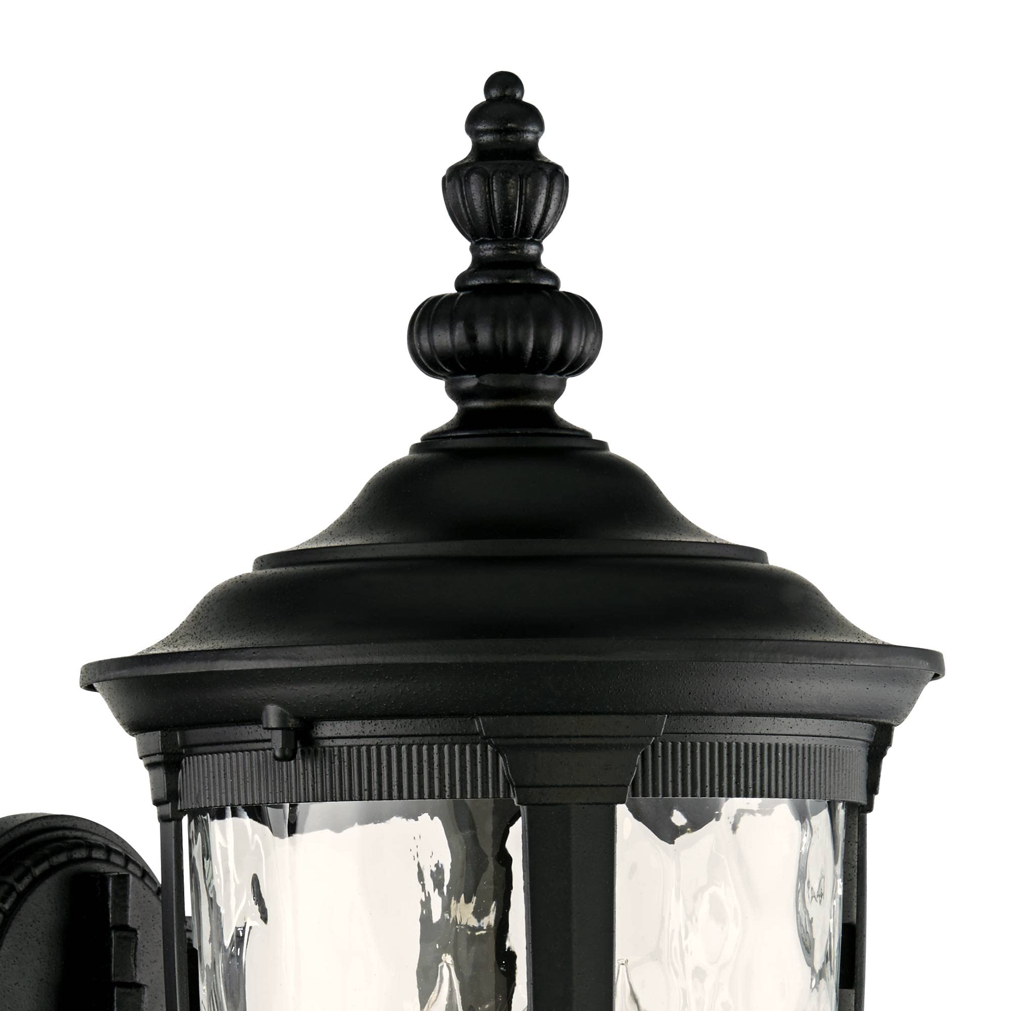 John Timberland Bellagio European Outdoor Wall Light Fixture Textured Black 21" Clear Hammered Glass Upbridge Arm for Exterior House Porch Patio Outside Deck Garage Yard Front Door Garden Home