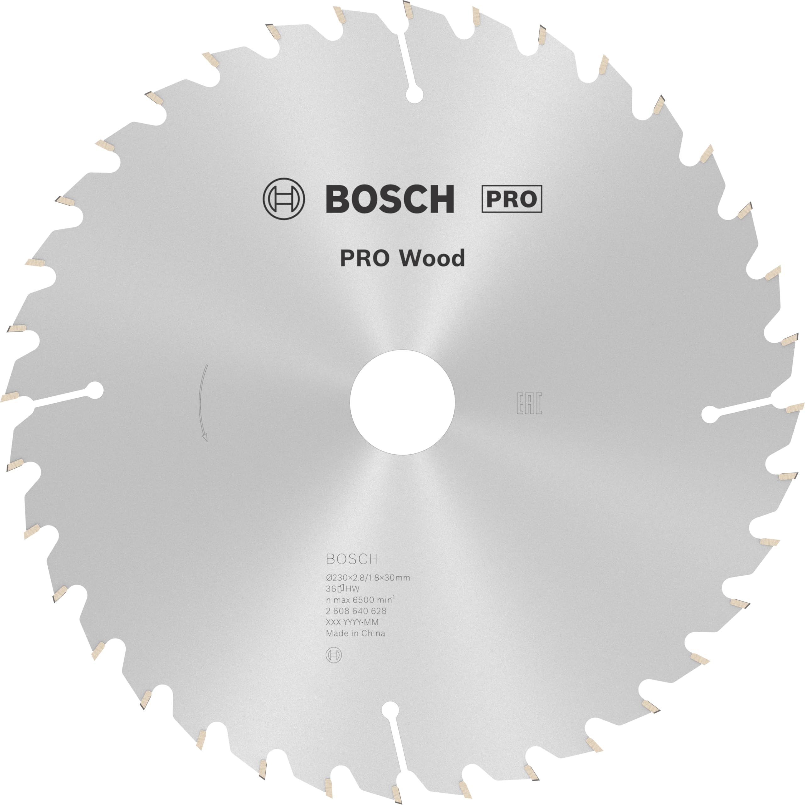 Circular Saw Blade, 36 Teeth, 30 mm Bore 2.8 mm Cutting Width, 1.8 mm Body Thickness, 230 mm Diameter