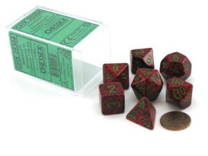 polyhedral 7-die speckled dice set - strawberry