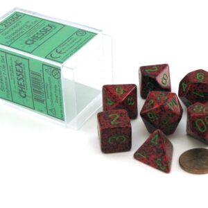 Polyhedral 7-Die Speckled Dice Set - Strawberry