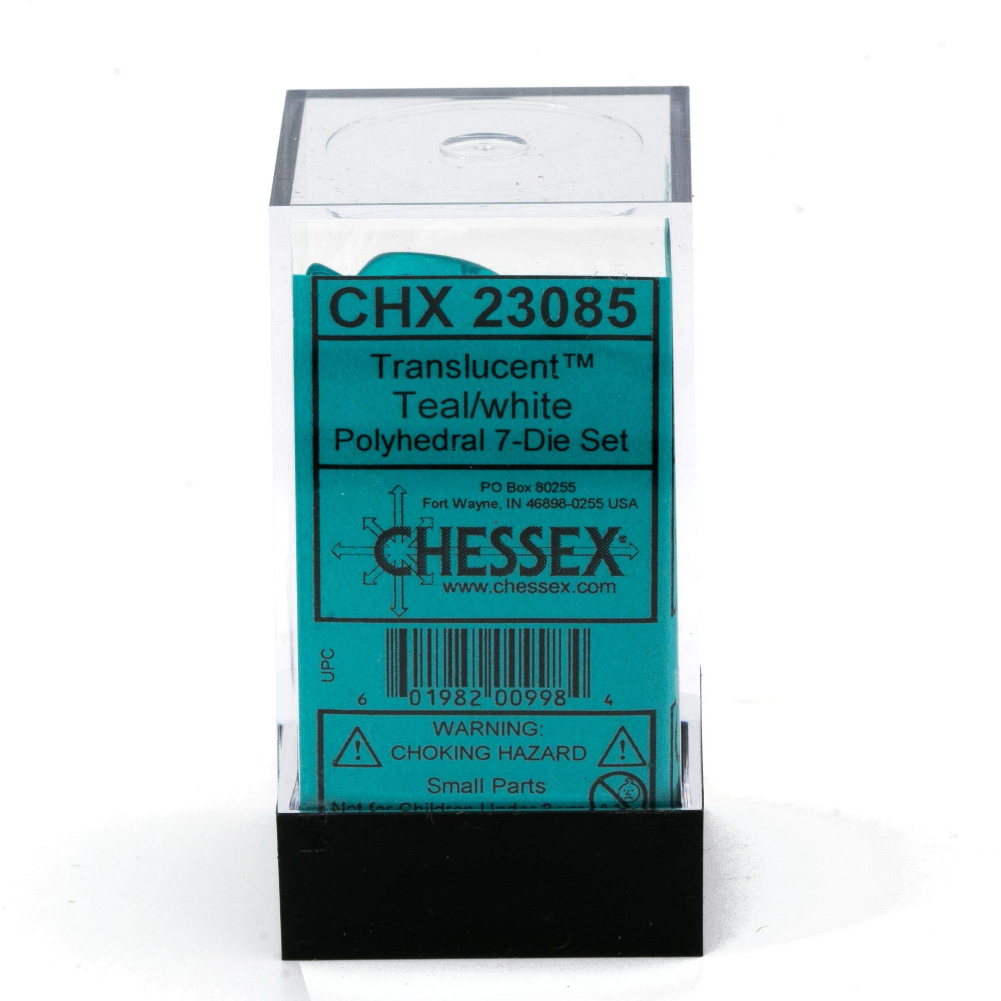 Chessex Polyhedral 7-Die Translucent Dice Set - Teal (d4, d6, d8, d10, d12, d20 & d00)