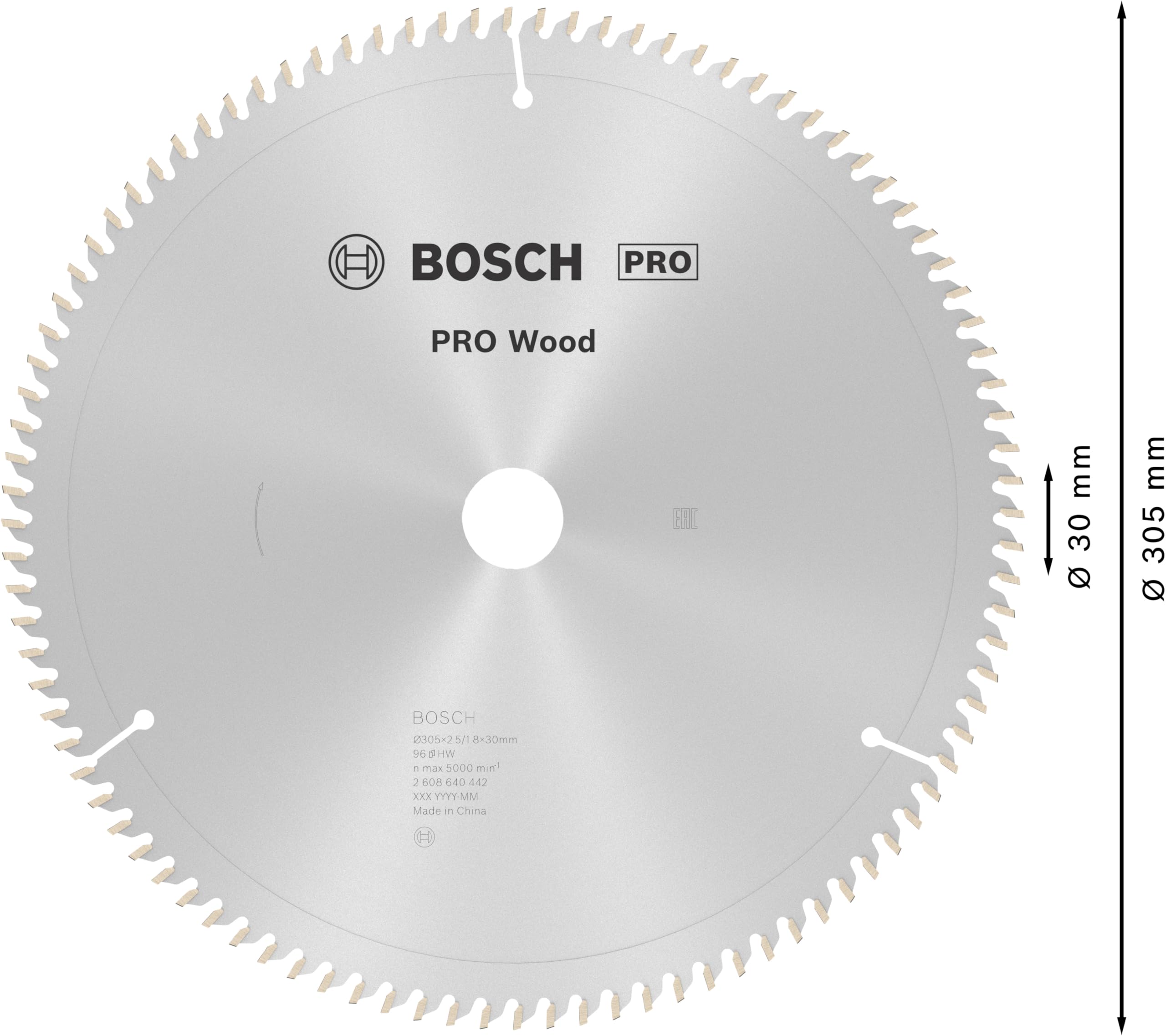 Bosch 2608640442 Circular Saw Blade "Top Precision" Opwob 12inx30mm 96T