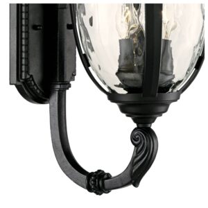 John Timberland Bellagio European Outdoor Wall Light Fixture Textured Black 21" Clear Hammered Glass Upbridge Arm for Exterior House Porch Patio Outside Deck Garage Yard Front Door Garden Home