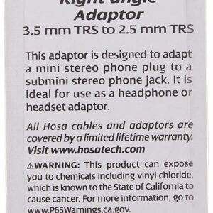 Hosa GMP-467 Right Angle 3.5 mm TRS to 2.5 mm TRS Adaptor