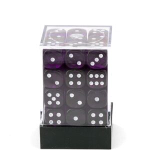 Chessex Dice D6 Sets: Purple with White Translucent - 12Mm Six Sided Die (36) Block of Dice