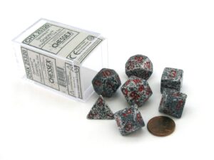 polyhedral 7-die speckled dice set - granite