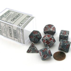 Polyhedral 7-Die Speckled Dice Set - Granite