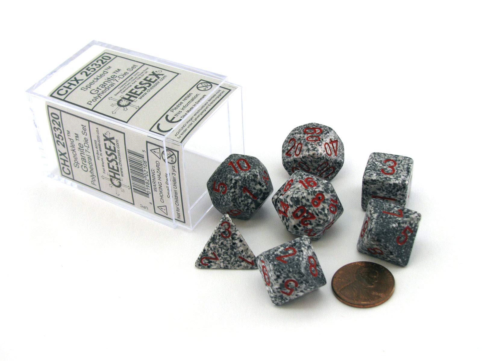 Polyhedral 7-Die Speckled Dice Set - Granite