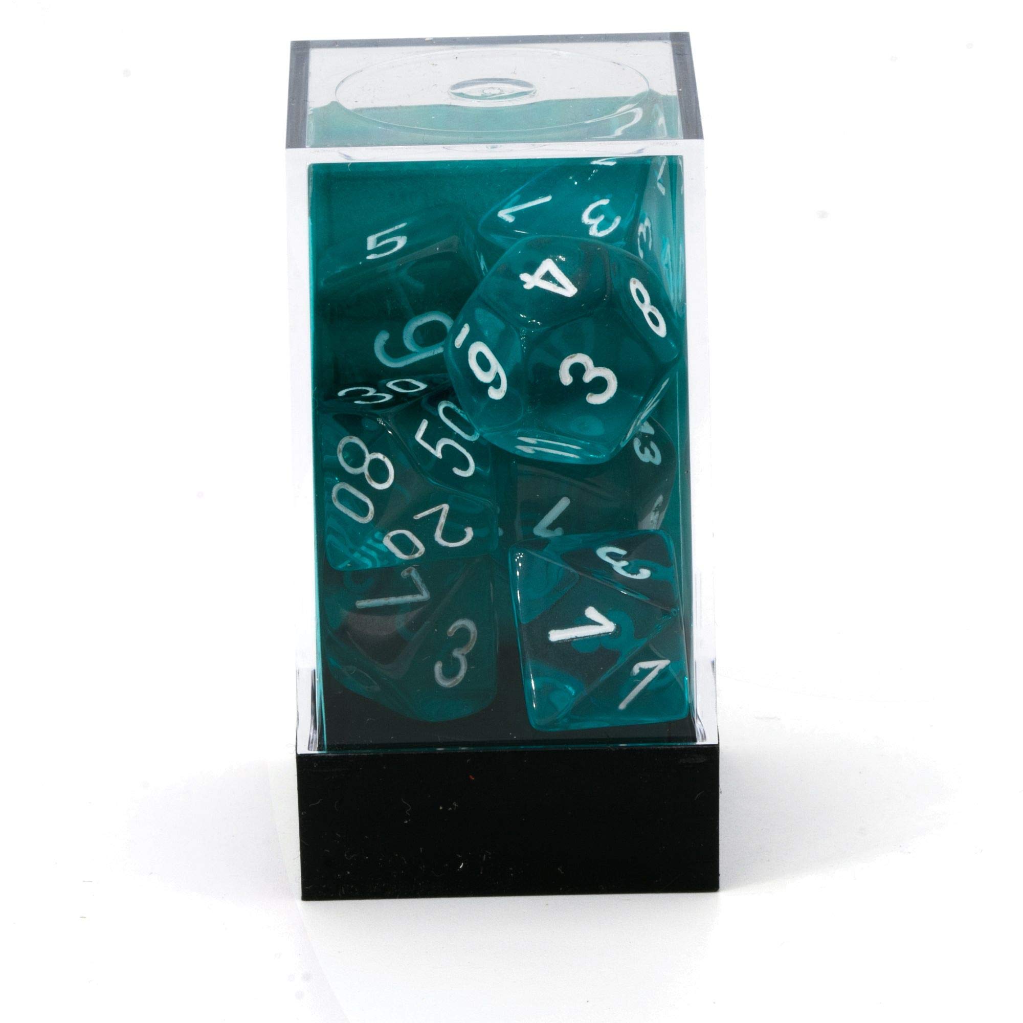 Chessex Polyhedral 7-Die Translucent Dice Set - Teal (d4, d6, d8, d10, d12, d20 & d00)