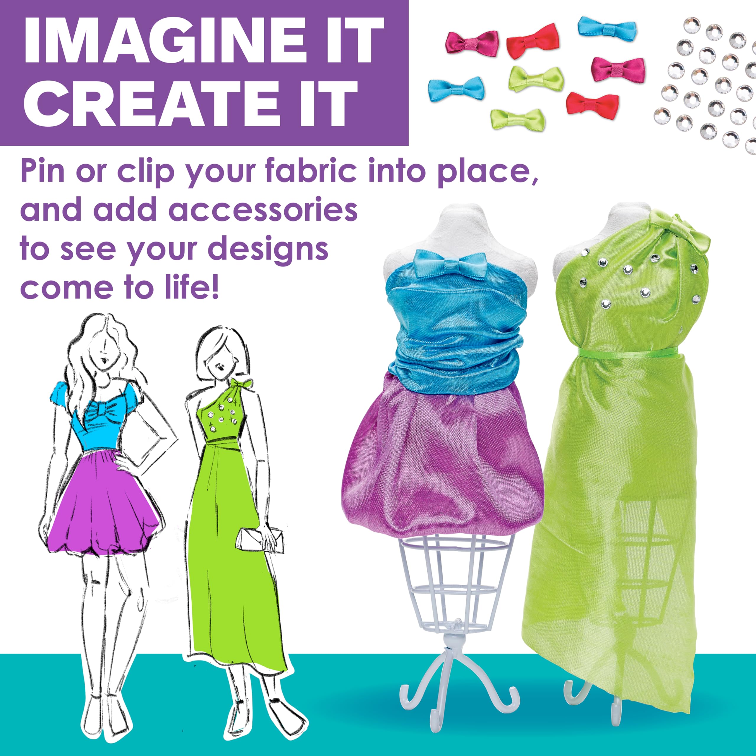 Creativity for Kids Designed by You Fashion Studio: DIY Fashion Designer Craft Kit for Girls Ages 9-12, Dress Design Kit & Sewing Kit for Kids, Gifts and Toys for Girls