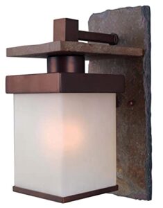 kenroy home 70281cop boulder 1 light small wall lantern with natural slate with copper finish, rustic style, 11" height, 4.75" width, 7.25" depth