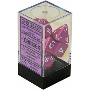 Chessex CHX25427 Dice-Opaque Light Purple/White Set, Multicolor