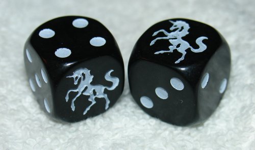 Black With White Unicorns Dice Pair