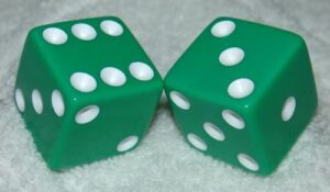 1" huge green opaque dice pair