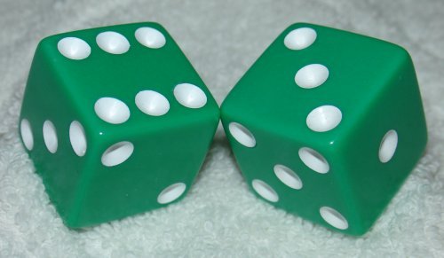 1" Huge Green Opaque Dice Pair