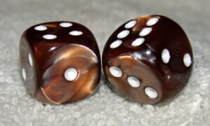 brown marbled dice pair