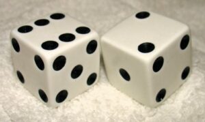 1" huge white opaque dice pair