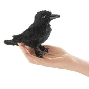 folkmanis mini raven finger puppet, multicolor (2698)